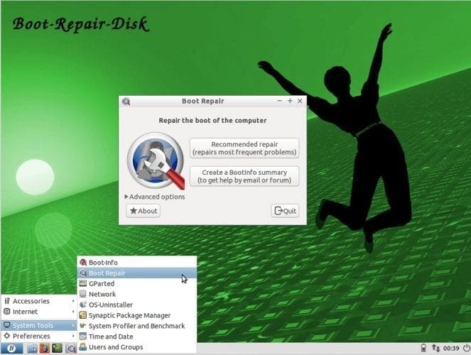 Create a Boot Repair Live USB disk drive in Linux