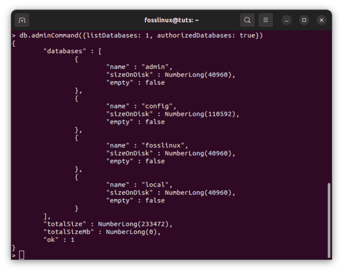 How to list databases in MongoDB | FOSS Linux